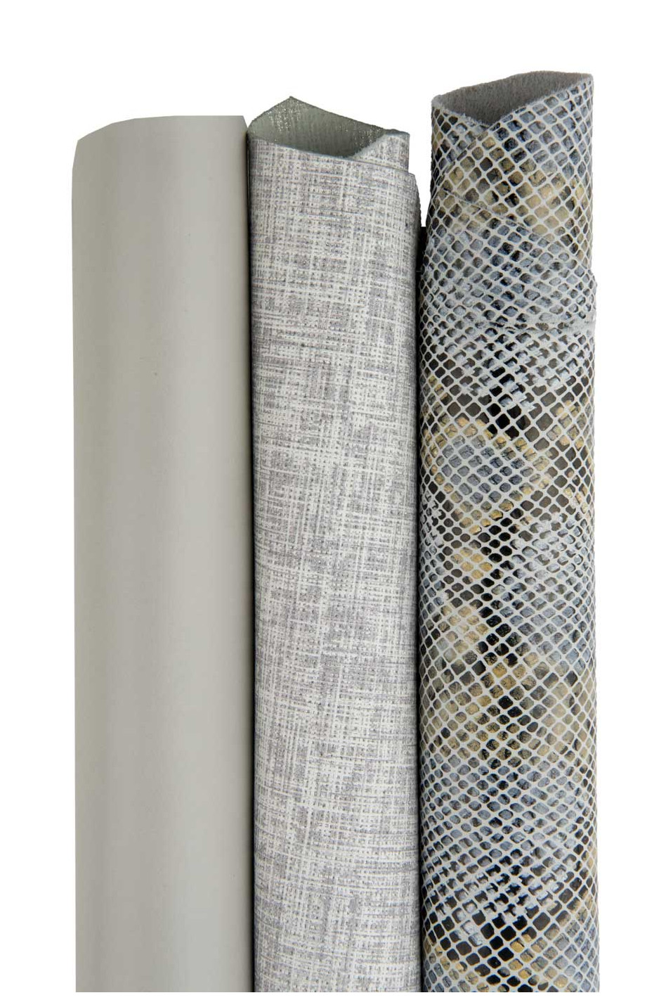 Bundle of 3 GREY leather skins, gray smooth hide and 2 printed ...