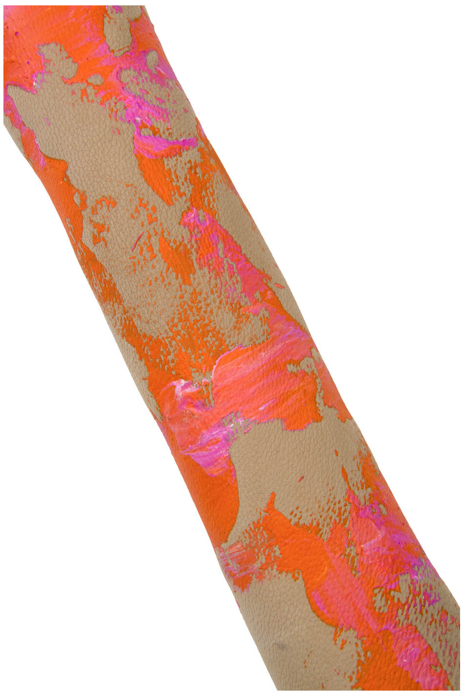 Artistic beige-orange-pink HAND-PAINTED leather skin, PEBBLE grain ...