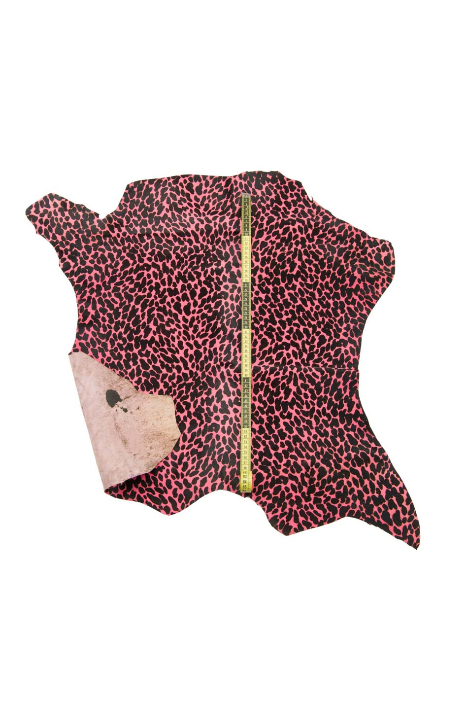 LEOPARD printed hair on leather hide, pink - black cheetah textured ...